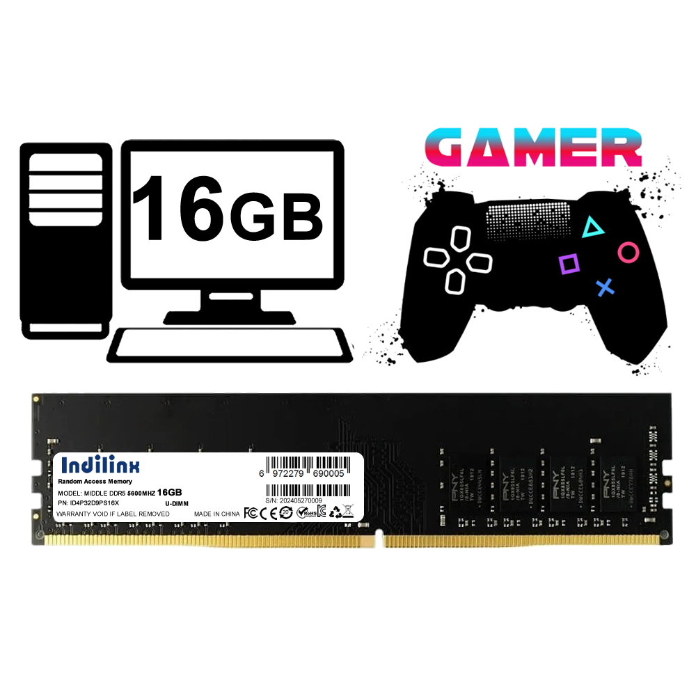 MEMORIA RAM DDR5 16GB / INDILINX / 5600MHZ / PC5-44800 / UDIMM / PC ...